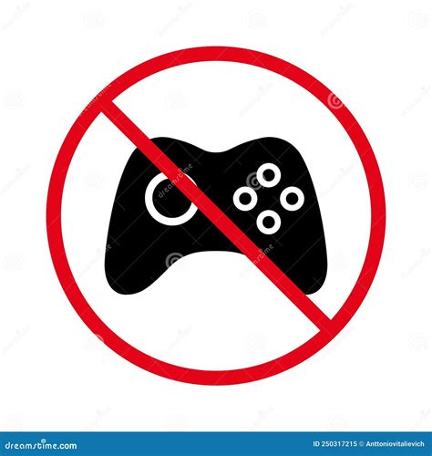 Joystick Ban Black Silhouette Icon Forbidden Gamer Video Game Zone