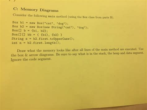 Solved C Memory Diagrams Consider The Following Main Method Chegg