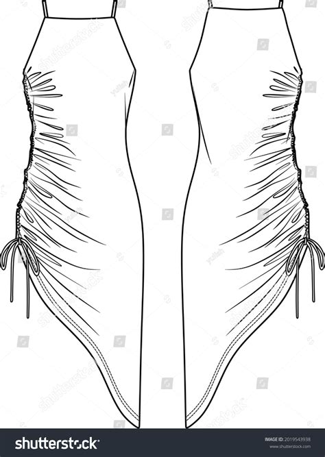 Asymmetric Shoulder Dress Flat Over Royalty Free Licensable Stock Vectors Vector Art