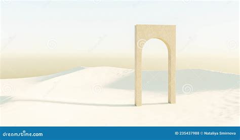 D Illustration D Rendering Path Under Concrete Arches In Desert Stock Illustration