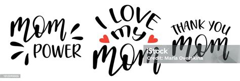 엄마는 3 개의 필기 글자 벡터 세트를 따옴표 어머니의 날 문구 카드 배너 포스터 머그잔 음료 안경 스크랩북 베개 케이스 전화