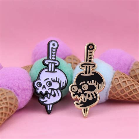 Real Sic Tattoo Style Skull And Knife Occult Halloween Cool Etsy