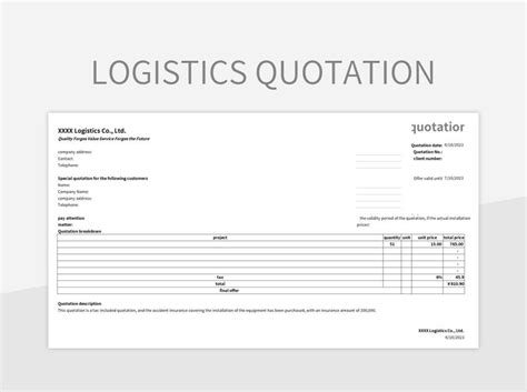Logistics Quotation Excel Template And Google Sheets File For Free Download Slidesdocs