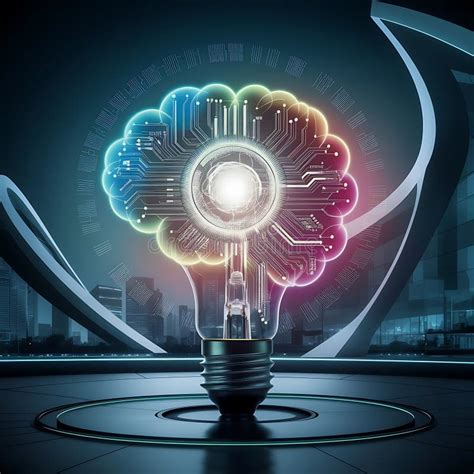 Bulb Future Technology With Brain Innovation Background Artificial