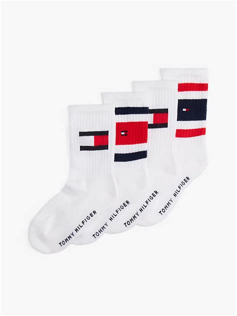 4 Pack Flag Socks White Tommy Hilfiger