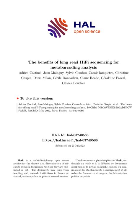 Pdf The Benefits Of Long Read Hifi Sequencing For Metabarcoding Analysis