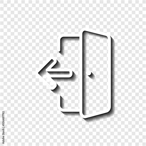 Logout Exit Door Simple Icon Vector Flat Design White With Shadow