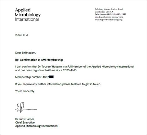 New Membership Applied Microbiology International Dr Touseef