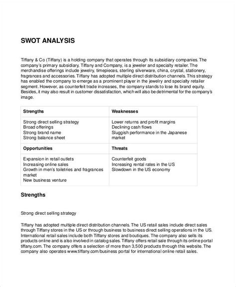 Swot Analysis Example For Retail Store