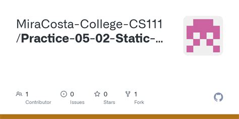 github miracosta college cs111 practice 05 02 static methods