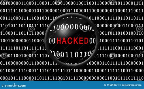 HACKED Red Lettering Shown In A Magnifying Lens In Front Of A Black Screen Filled With White