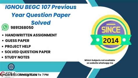 Ignou Begc 107 Previous Year Question Paper Solved Ignou Solved