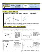Unit 2 Notes Differentiation Definition And Basic Rules SOLUTIONS
