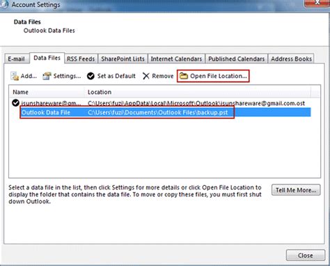 Cannot Find Outlook Data File Super User