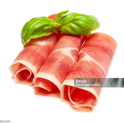 이탈리아 햄 Crudo 또는 스페인어 Jamon입니다 흰색 바탕에의 생 햄 건강한 생활방식에 대한 스톡 사진 및 기타 이미지