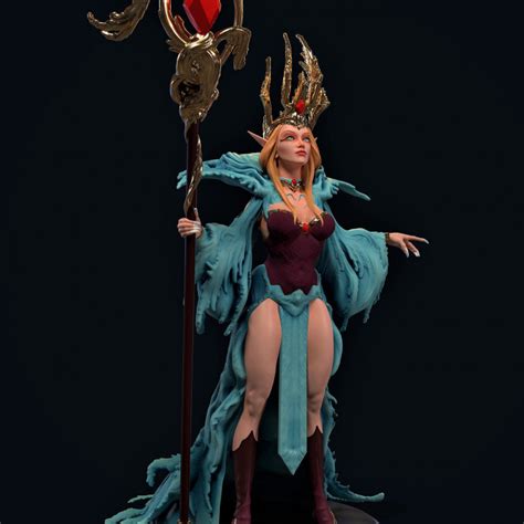 3d Printable High Elf Queen By Holdmyminiatures