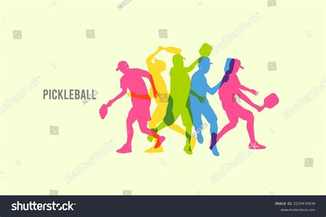 Great Colorful Editable Vector Pickleball Player Stock Vector Royalty