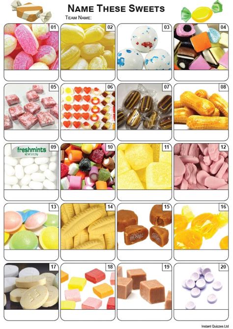 Name The Sweets Picture Quiz Pr2182 Instant Quizzes