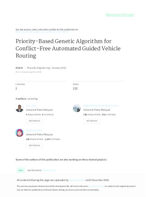 Pdf Priority Based Genetic Algorithm For Conflict Free Automated