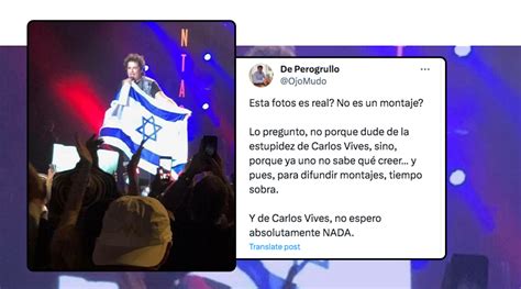 Foto De Carlos Vives Con Bandera De Israel Es De Un Concierto En Tel