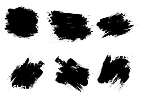 검정 페인트 잉크 브러시 스트로크 브러쉬 선 세트 더러운 예술적 디자인 요소 상자 프레임 프리미엄 벡터