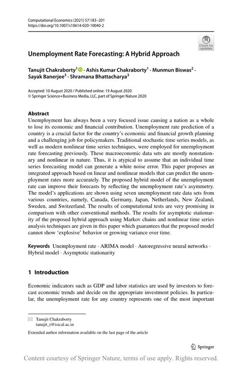 Unemployment Rate Forecasting A Hybrid Approach Request Pdf