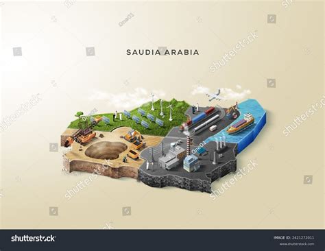 Saudi Arabia Isometric Realistic 3d Map Stock Illustration 2421272011
