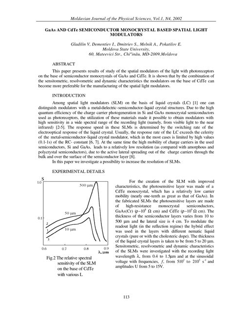 Pdf Gaas And Cdte Semiconductor Monocrystal Based Spatial Light Modulators