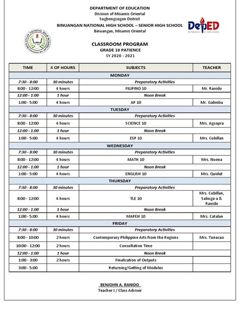 Classroom Program Pdf