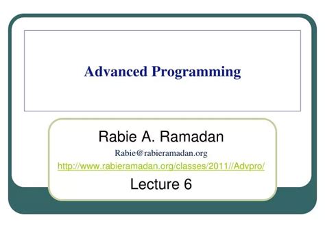 PPT Advanced Programming PowerPoint Presentation Free Download ID 1181792