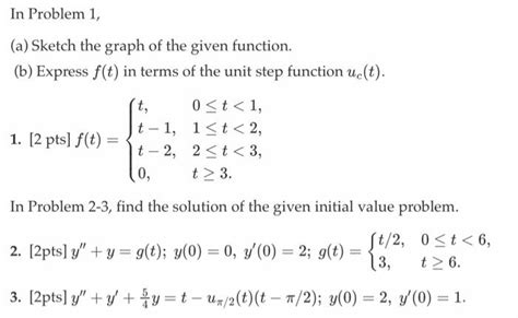 Solved In Problem 1 A Sketch The Graph Of The Given