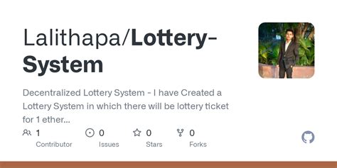 Github Lalithapalottery System Decentralized Lottery System