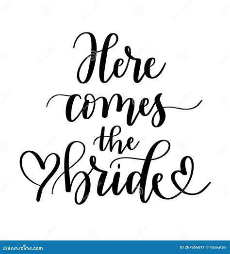 Here Comes The Bride Cute Modern Calligraphy Romantic Wedding