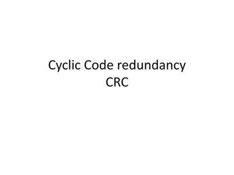 Crc Error Coding Technique Ppt