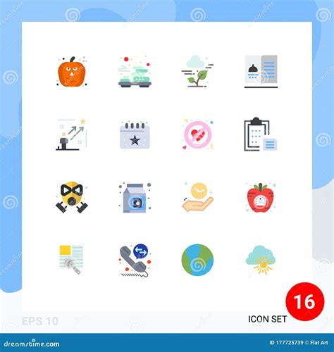 Pictogram Set Of 16 Simple Flat Colors Of User Recipes Plant Menu