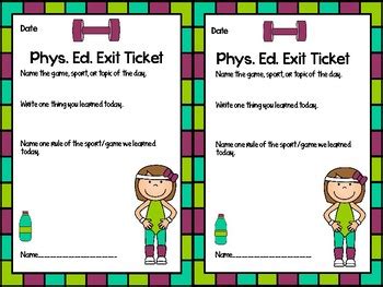 Physical Education Exit Ticket By The Fancy Counselor TpT