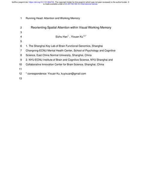 Pdf Reorienting Spatial Attention Within Visual Working Memory