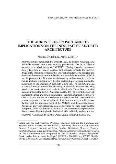 Pdf The Aukus Security Pact And Its Implications On The Indo Pacific