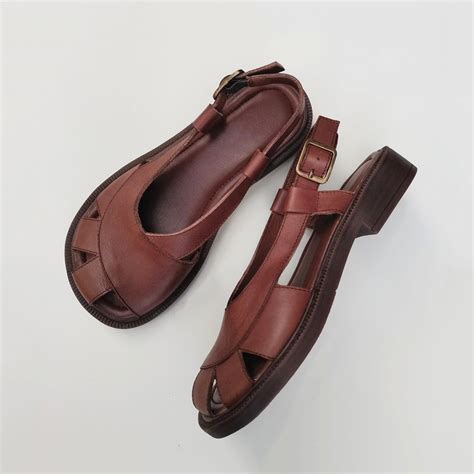 Summer Retro British Style Soft Leather Sandals Retrosia