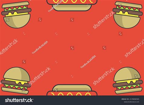 햄버거 치즈버거 Illustrator 배경 프레임 귀여운 스톡 일러스트 2178896585 Shutterstock