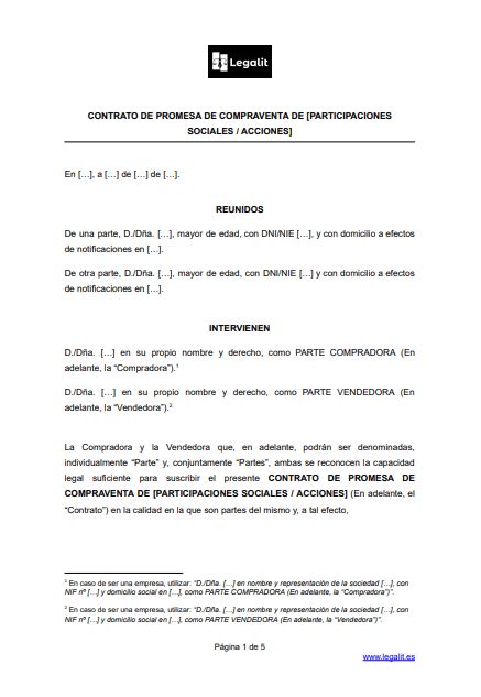 Contrato De Compraventa De Acciones Y Participaciones Sociales Bilarasa