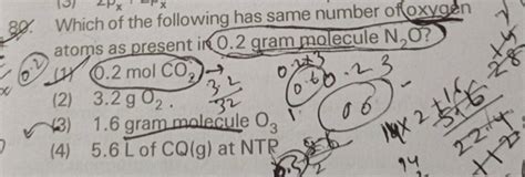 80 Which Of The Following Has Same Number Of Oxygen Atoms As Present In