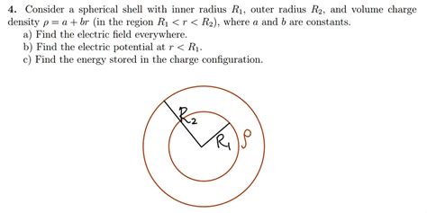 solved 4 consider spherical shell with inner radius r1 outer radius