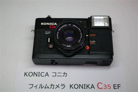 【やや傷や汚れあり】konica コニカ C35 Ef ピッカリコニカ コンパクトフィルムカメラ Hexanon 38mm F28 Jhd3