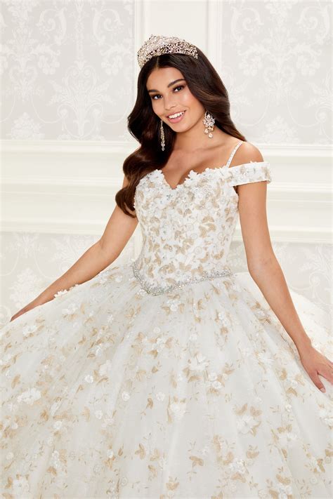 Princesa By Ariana Vara Pr30084 Off The Shoulder Floral Quinceanera