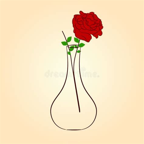 Single Red Rose In A Vase Stock Illustration Illustration Of Rose 411491