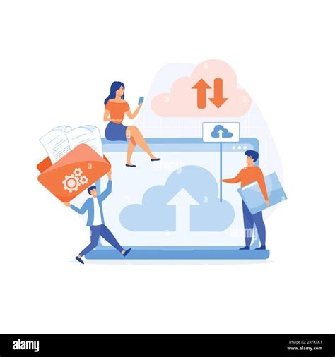 Cloud Server Storage Concept Team Administrator And Developer Working