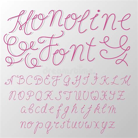 Monoline Modern Font Script Made By One Line With Sample Design Stock