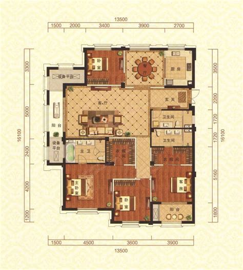 四室三卫户型图四室两厅三卫户型168平米四室户型图大山谷图库