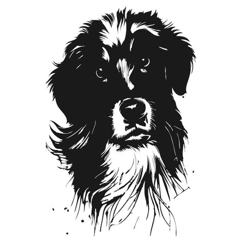 Golden Retriever Cachorro Cara Vector Dibujado A Mano Vector Blanco Y